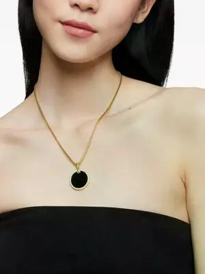 David Yurman 18k Yellow Dy Elements Diamond And Onyx Pendant
