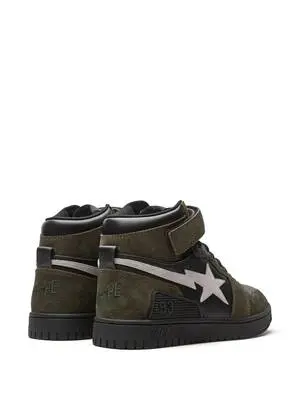 A BATHING APE Block Sta Hi Dark Grey Sneakers - Green