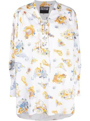 Versace Barocco Print Lace-up Shirt
