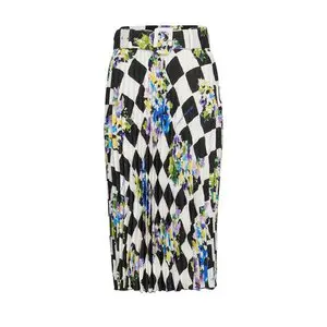 Off-White Check Plisse Skirt - Black White