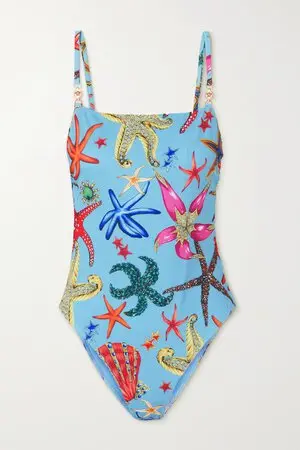 Versace Embellished Printed Swimsuit