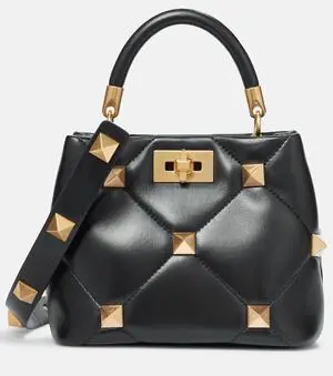 Valentino Garavani Roman Stud Small Leather Tote Bag - Black