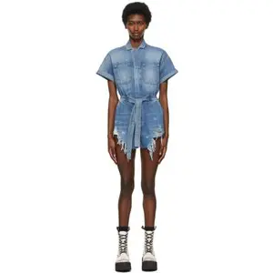 R13 R13 Blue Denim Mick Romper Jumpsuit - Cohen Blue