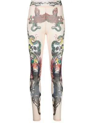 Philipp Plein Tattoo-print Semi-sheer Leggings