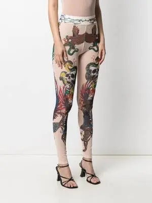 Philipp Plein Tattoo-print Semi-sheer Leggings