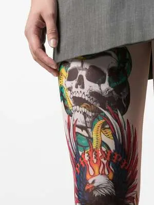 Philipp Plein Tattoo-print Semi-sheer Leggings