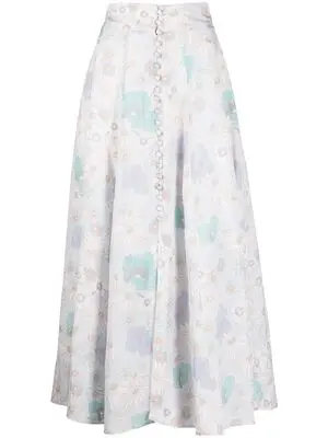 Sandro Floral-print A-line Skirt