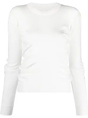 MAISON MARGIELA Ruched Round Neck Jumper - White
