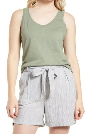 Caslon Women's Caslon Seam Front Tank Green Dune