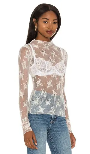 Free People Lady Lux Layering Top Sheer Floral Mesh - Evening Creme