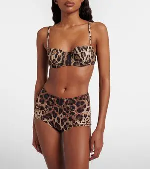 Dolce & Gabbana Leopard-print Bikini Top - Beige