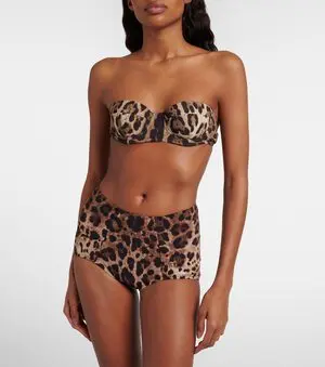 Dolce & Gabbana Leopard-print Bikini Top - Beige