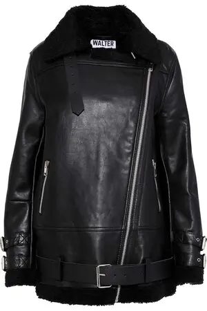 Walter Baker Adele Faux Shearling-trimmed Leather Jacket Size