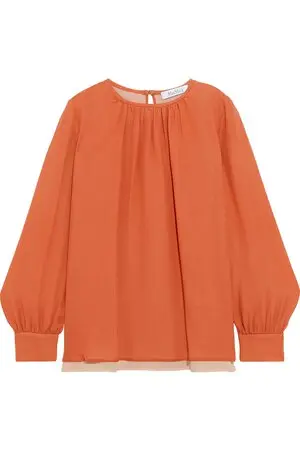 Max Mara Gettata Two-tone Silk-georgette Blouse