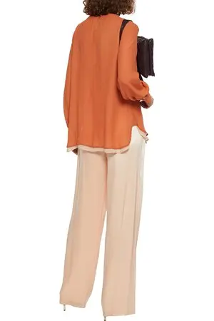 Max Mara Gettata Two-tone Silk-georgette Blouse