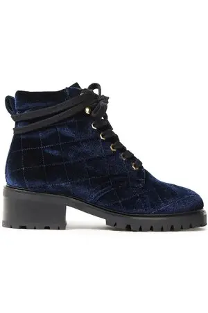 Sandro Aron Quilted Velvet Combat Boots
