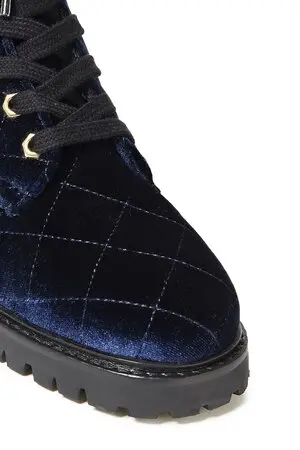 Sandro Aron Quilted Velvet Combat Boots