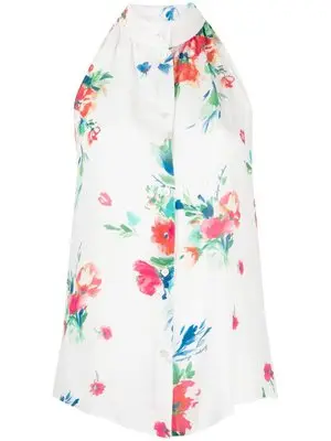 Moschino Floral-print Halterneck Blouse