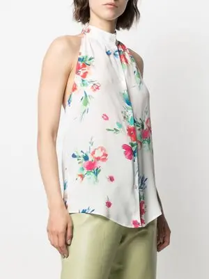 Moschino Floral-print Halterneck Blouse