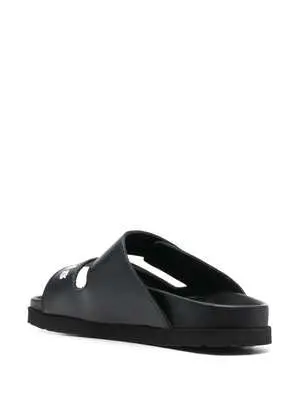 Palm Angels Logo Print Double Strap Sandals - Black