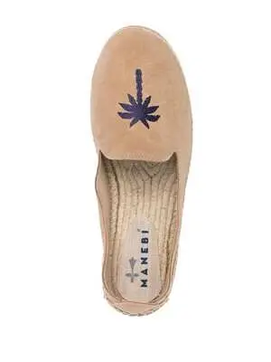 Manebí Suede Embroidered Espadrilles - Neutrals