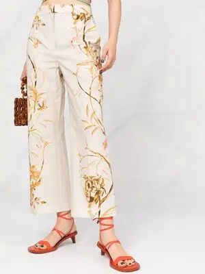 Alberta Ferretti High-waist Floral Print Trousers