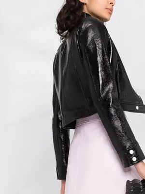 COURREGES Appliqué-logo Cropped Vinyl Jacket - Black