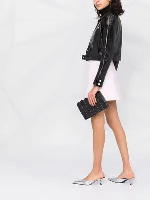 COURREGES Appliqué-logo Cropped Vinyl Jacket - Black