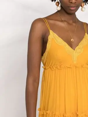 Alberta Ferretti Lace-trim Silk Maxi Dress