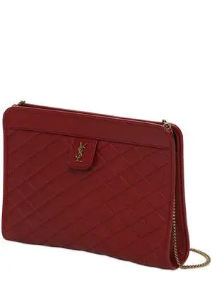 Saint Laurent Victoire Baby Quilted Leather Clutch - Opyum Red