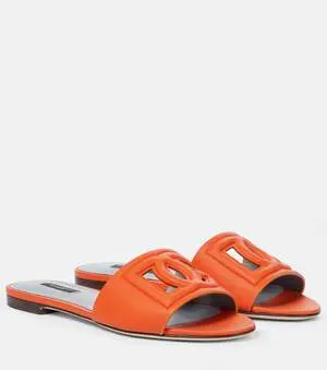 Dolce & Gabbana Leather Slides - Orange