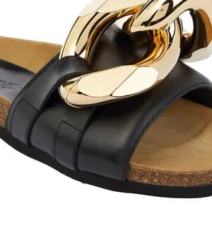 JW Anderson Embellished Leather Slides - Black