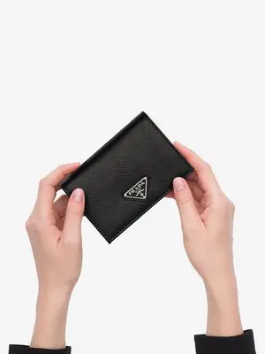 Prada Triangle Logo Rectangle Wallet - Black