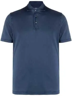 Fedeli Plain Polo Shirt - Blue