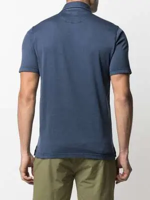 Fedeli Plain Polo Shirt - Blue
