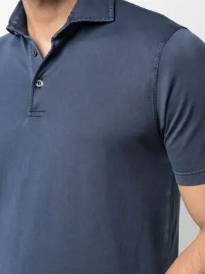 Fedeli Plain Polo Shirt - Blue