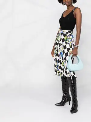 Off-White Check Plisse Printed Skirt