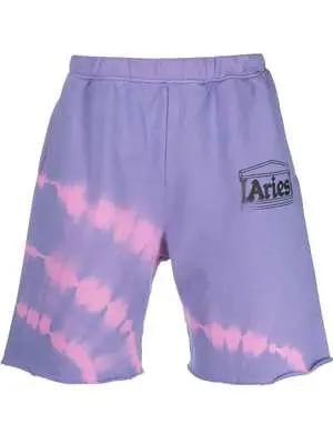 Aries Tie Dye-print Track Shorts - Purple