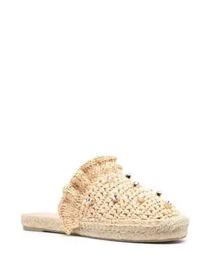 Red Valentino Crystal-embellished Woven Espadrilles