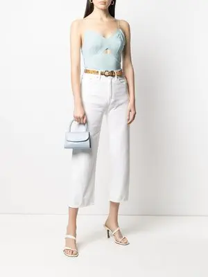 Alberta Ferretti Floral-embroidered Silk Cami