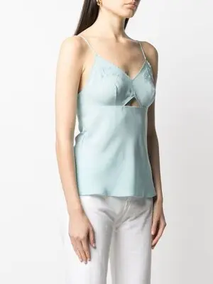 Alberta Ferretti Floral-embroidered Silk Cami