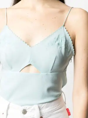 Alberta Ferretti Floral-embroidered Silk Cami