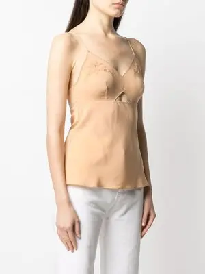 Alberta Ferretti Floral-embroidered Silk Cami
