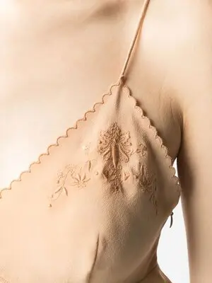 Alberta Ferretti Floral-embroidered Silk Cami