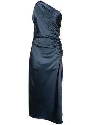Michelle Mason One-shoulder Silk Dress - Blue