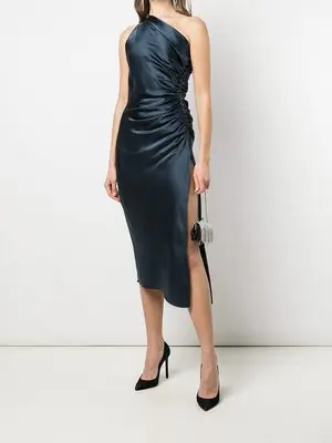 Michelle Mason One-shoulder Silk Dress - Blue