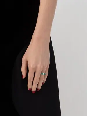 LEO PIZZO 18kt White Gold Diamond And Emerald Eternity Ring