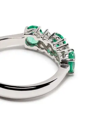 LEO PIZZO 18kt White Gold Diamond And Emerald Eternity Ring