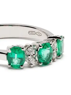 LEO PIZZO 18kt White Gold Diamond And Emerald Eternity Ring