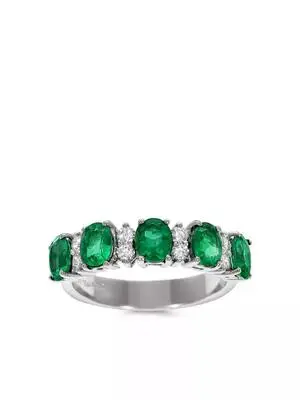LEO PIZZO 18k White Gold Diamond And Emerald Eternity Ring - Silver